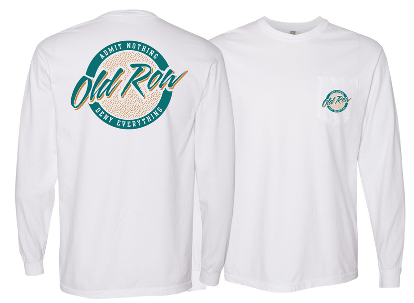 Circle Logo Long Sleeve Pocket Tee (White w/ Teal/Gold) – Old Row